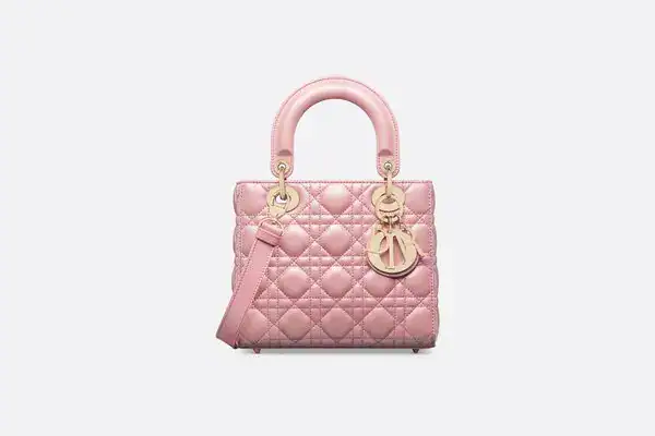 Dior Small Lady Bag - Melocoton Pink Pearlescent Cannage Lambskin